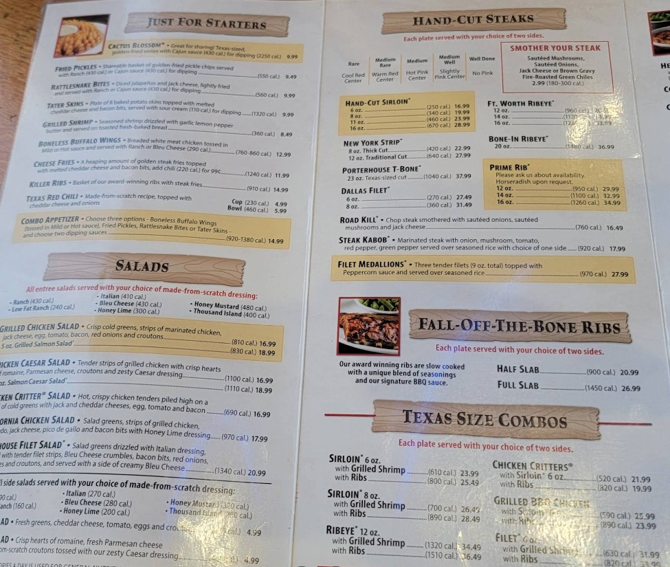 Texas Roadhouse menu in Corona, CA | Steaks, Ribs & More