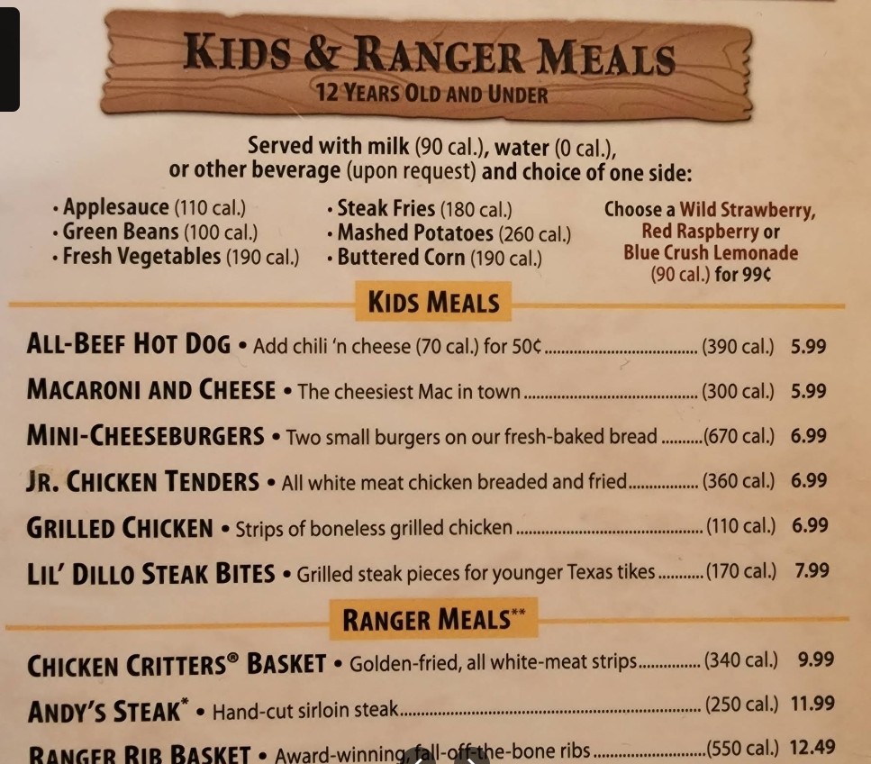 Texas Roadhouse menu in Corona, CA | Steaks, Ribs & More
