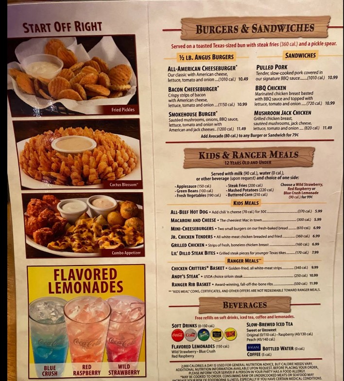 Texas Roadhouse menu in Corona, CA | Steaks, Ribs & More
