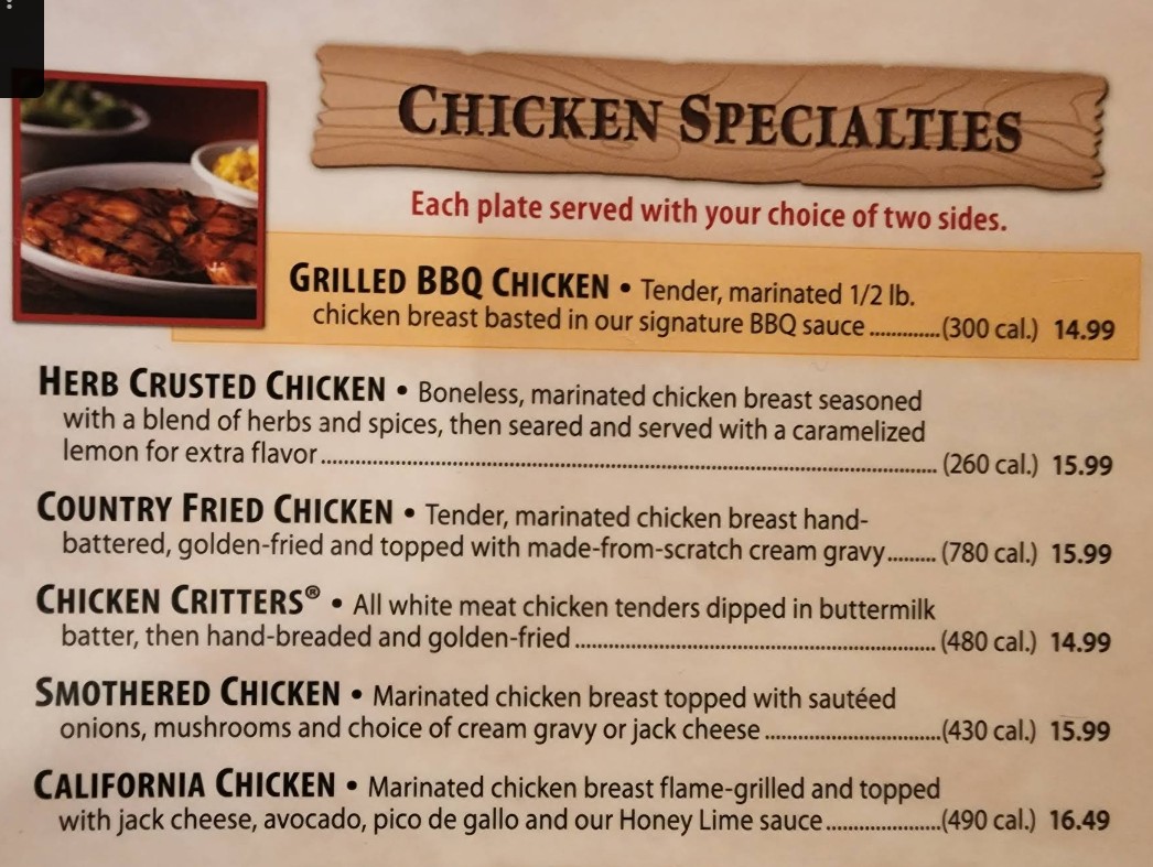 Texas Roadhouse menu in Corona, CA | Steaks, Ribs & More